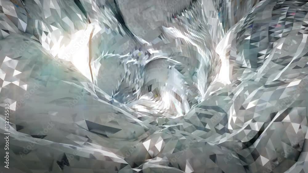 Shining triangle curve, bending, twist polygon, 3D space background ...