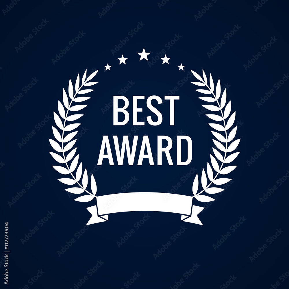 Best award white laurel star. Best award vector laurel wreath sign ...