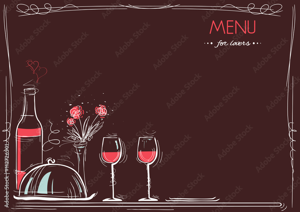 Menu card for lovers.Love card romantic dinner. Stock Vector | Adobe Stock