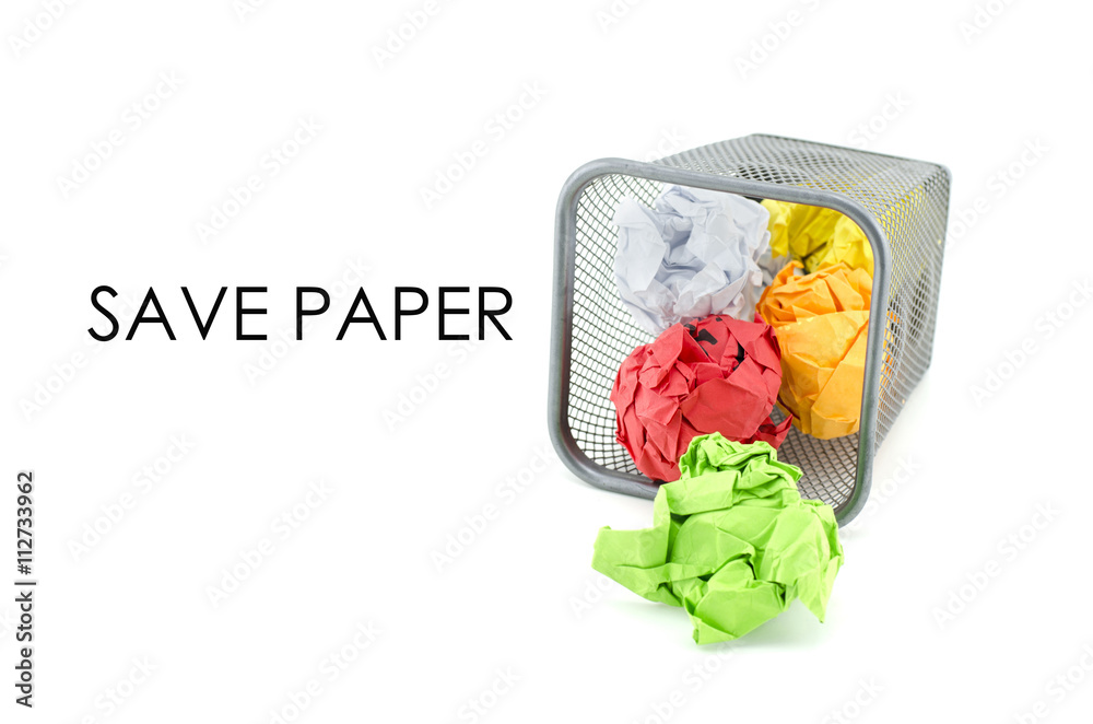 conceptual image of green, red and yellow waste color paper with word ...