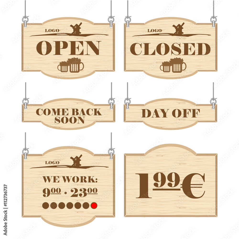 Western bar logo set collection with open, closed, day off signs in ...