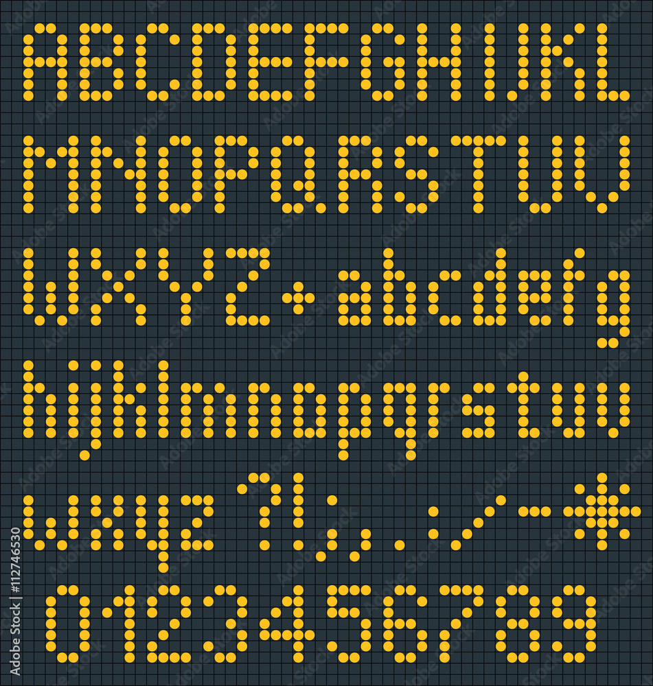 'Indifont', a digital led font for indicators. Vector graphic on ...