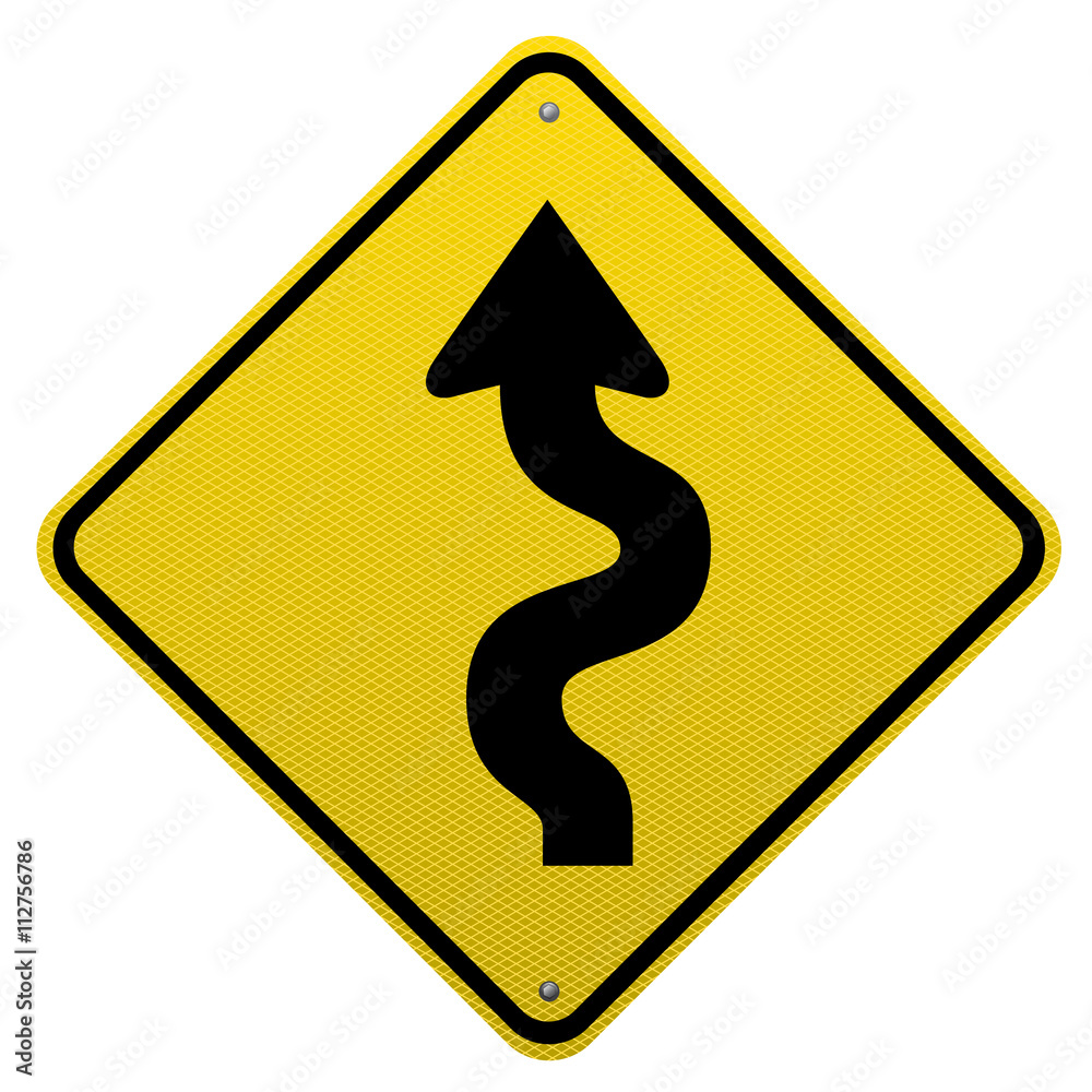 Winding road sign on white background Stock Vector | Adobe Stock