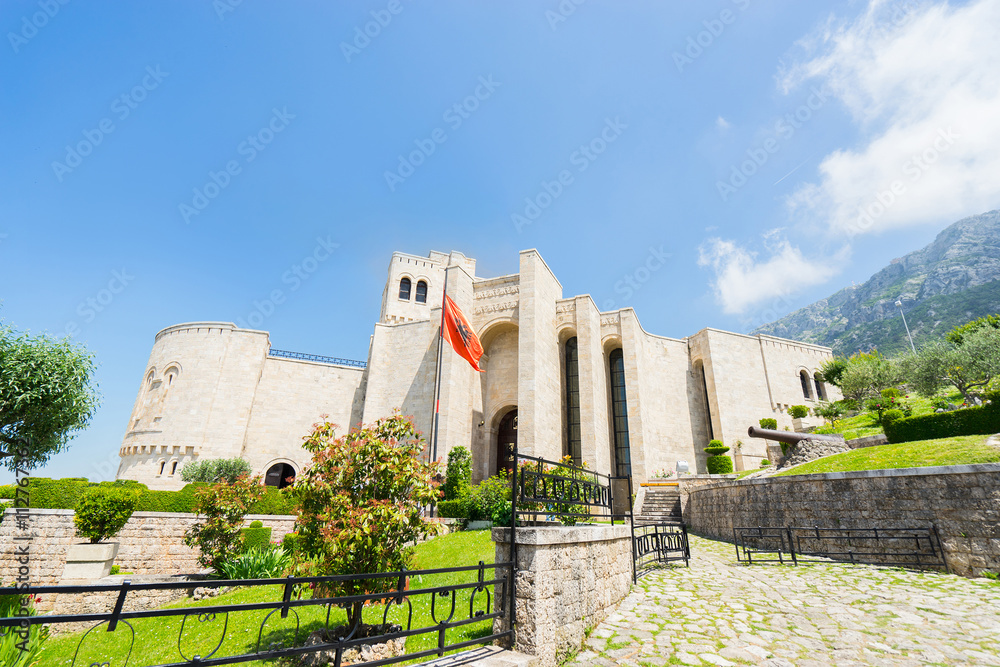 The Skanderbeg Museum within the castle. The historical Kruje is a ...
