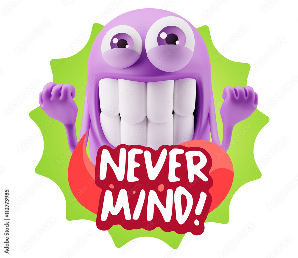3d Rendering Smile Character Emoticon Expression saying Never Mi Stock ...