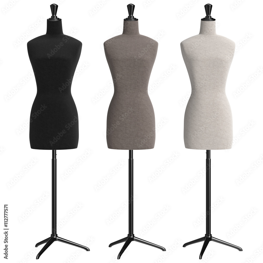 Female mannequins with stand retro style, front view. 3D graphic Stock ...