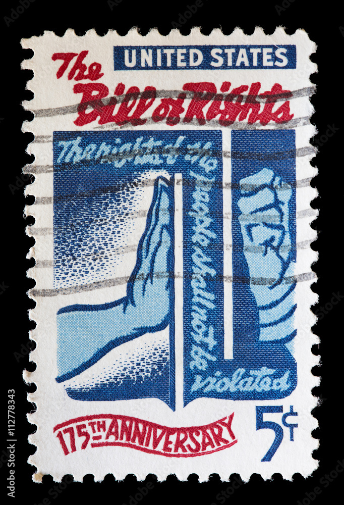 United States used postage stamp commemorating the bill of rights Stock ...