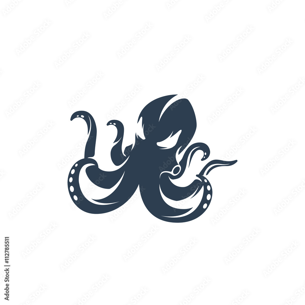 Octopus logo on white background - stock vector Stock Vector | Adobe Stock