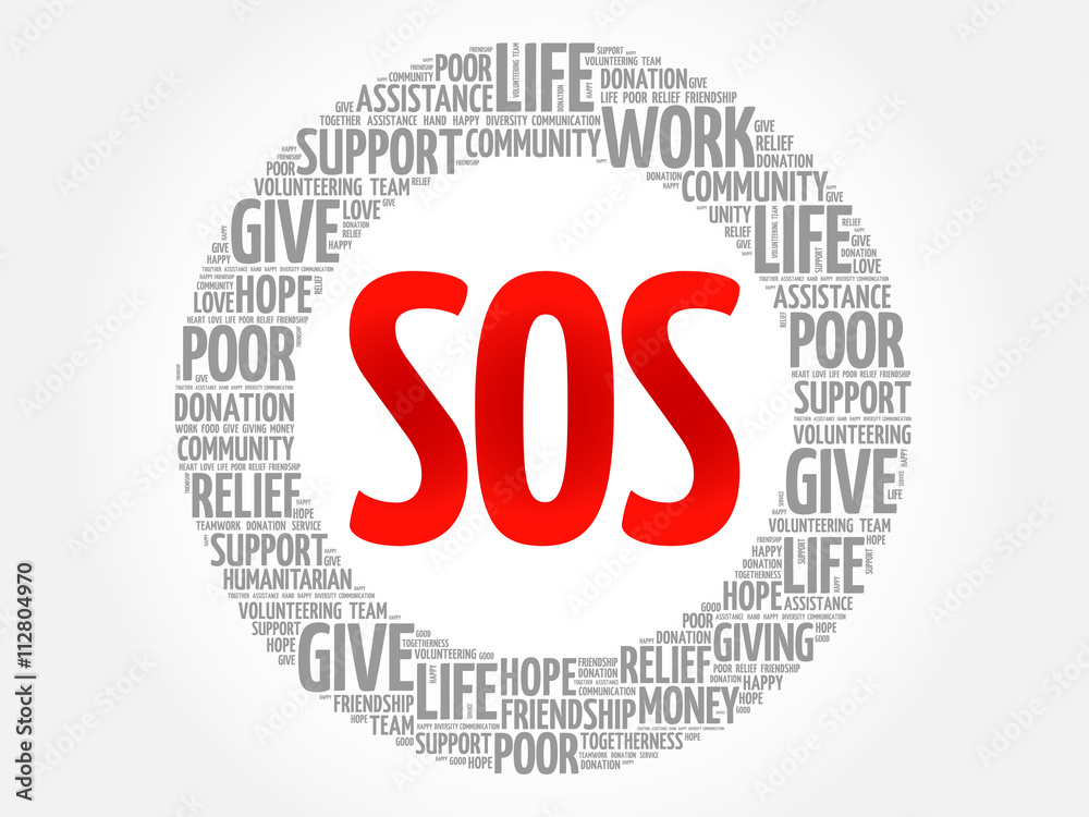SOS word cloud collage, concept background Stock Vector | Adobe Stock