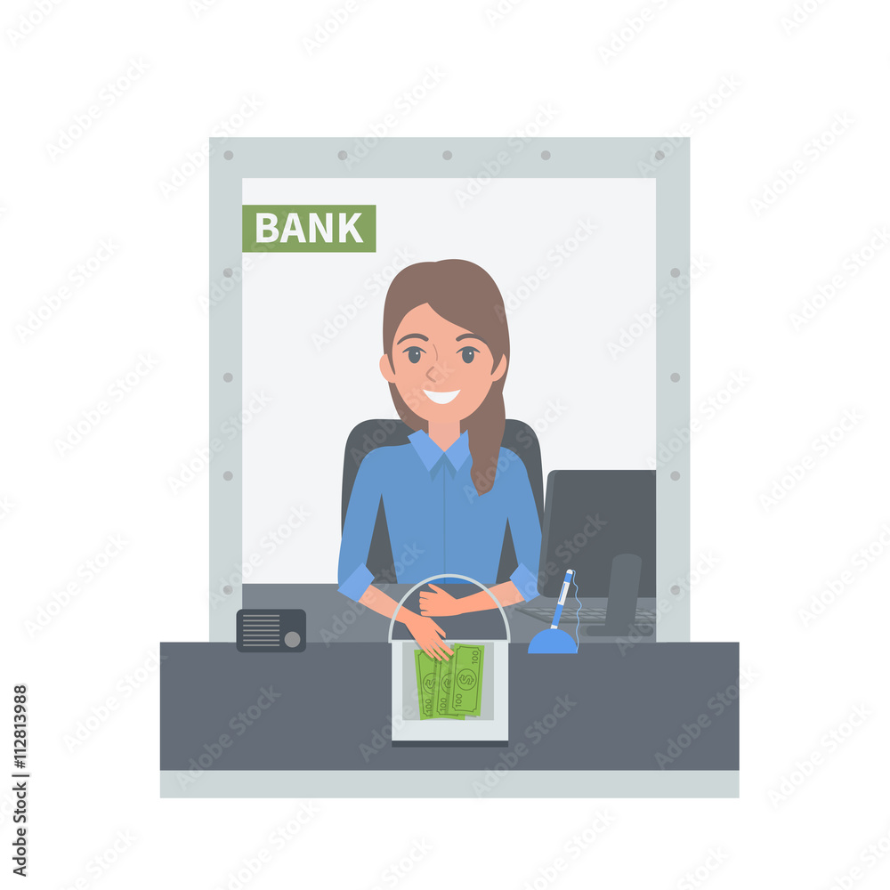 Bank cashier Stock Vector | Adobe Stock