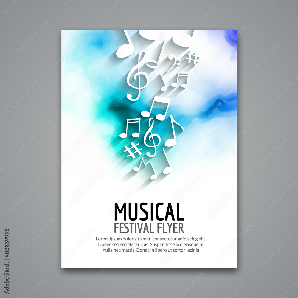 Colorful vector music festival concert template flyer. Musical flyer ...