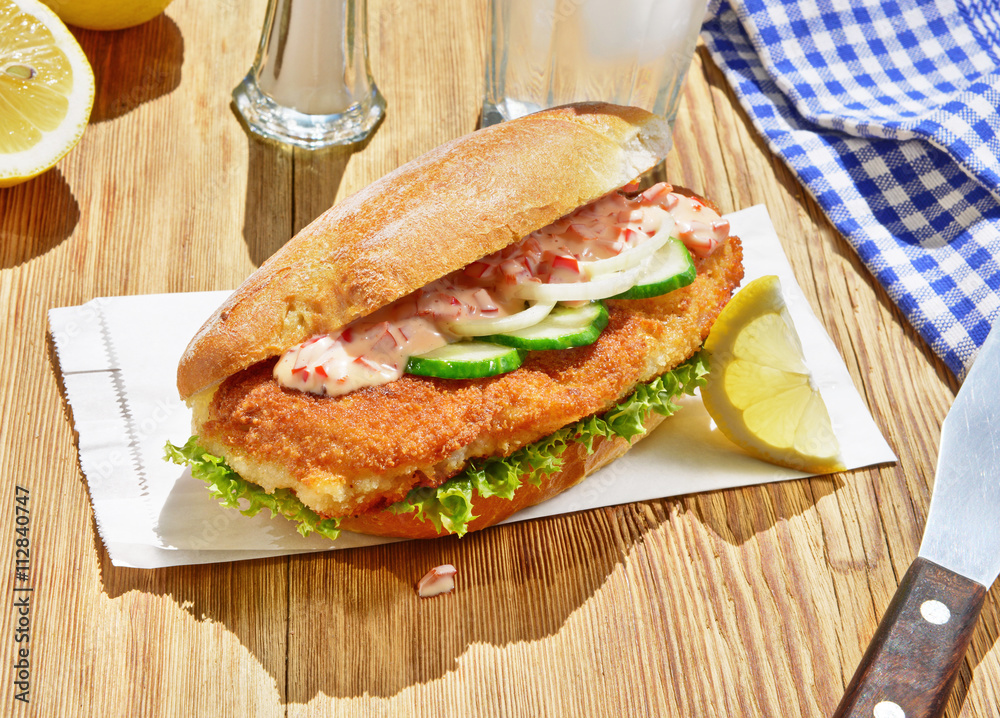 Backfisch im Brötchen Stock Photo | Adobe Stock