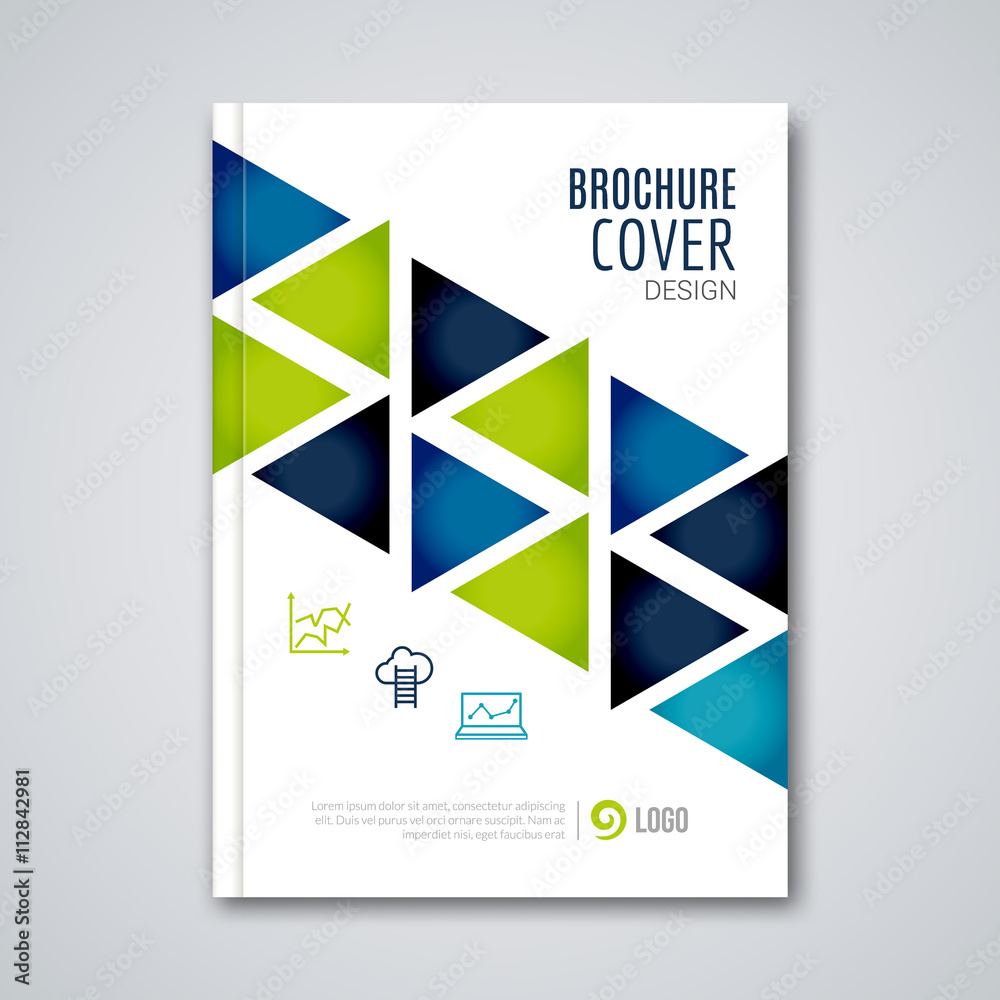 Cover flyer report colorful triangle geometric prospectus design ...