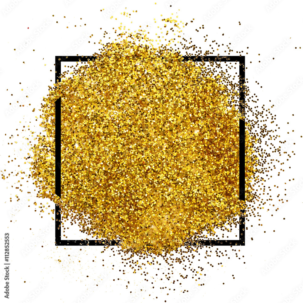 Luxury gold glitter sparkles square frame Stock Photo | Adobe Stock