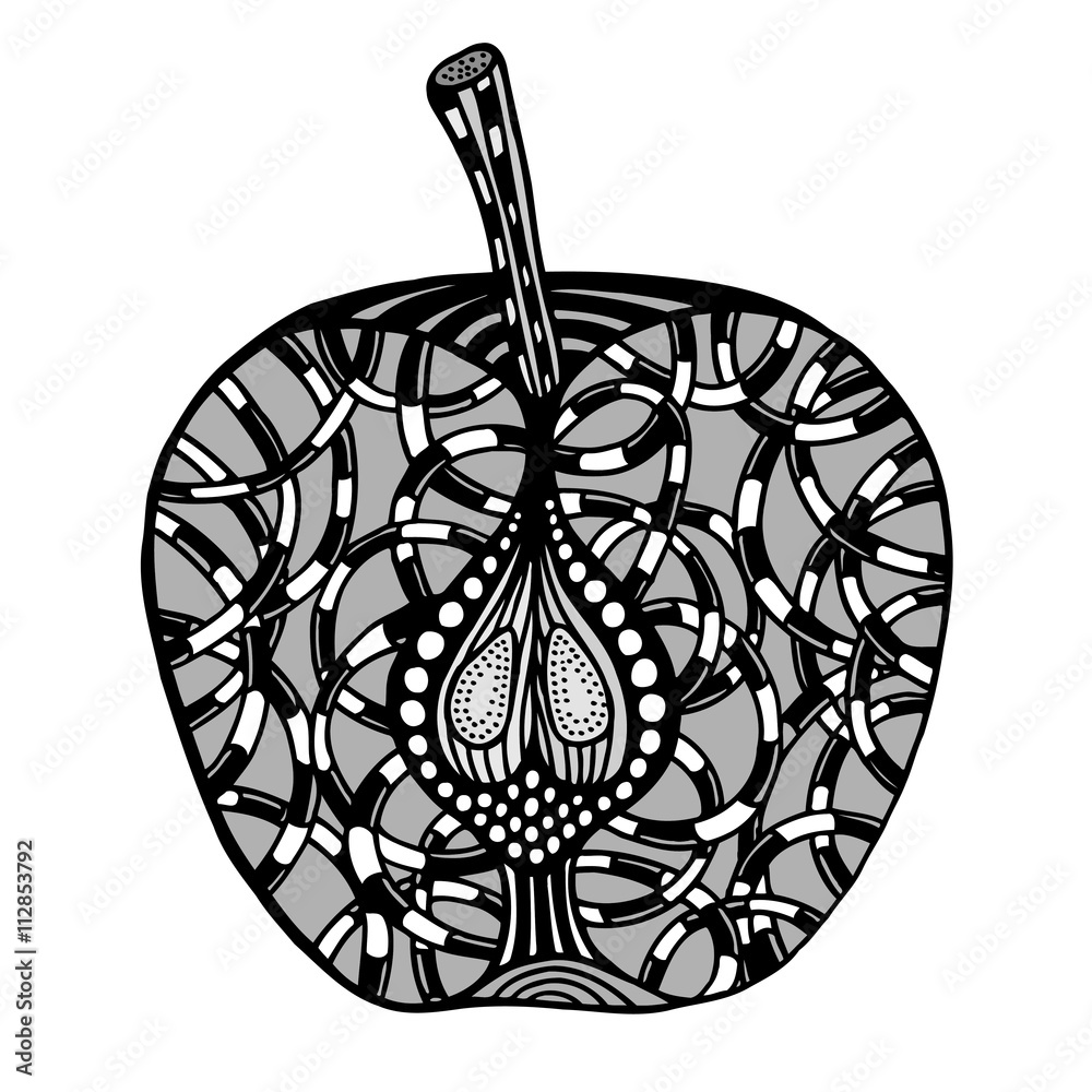 Apple zentangle pattern Stock Vector | Adobe Stock