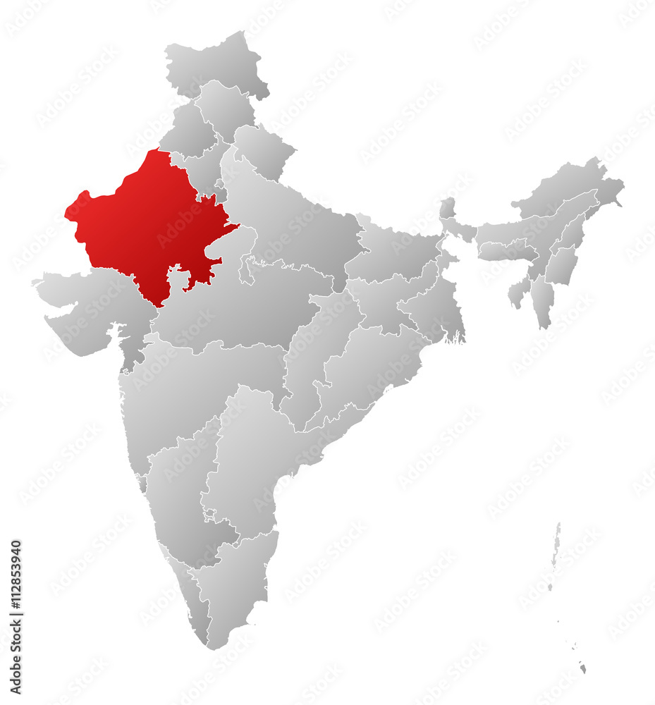 Map - India, Rajasthan Stock Vector | Adobe Stock