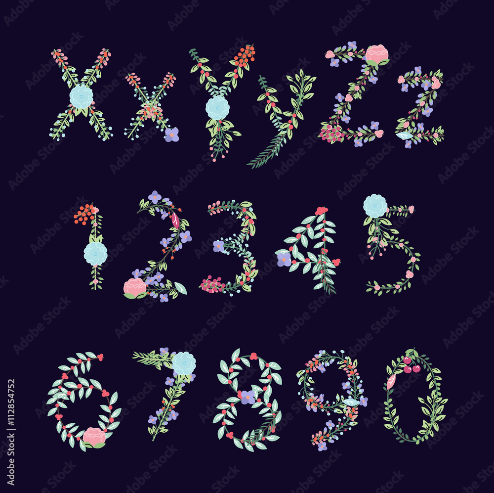 Vintage Style Vector Floral Alphabet with Uppercase and Lowercase ...