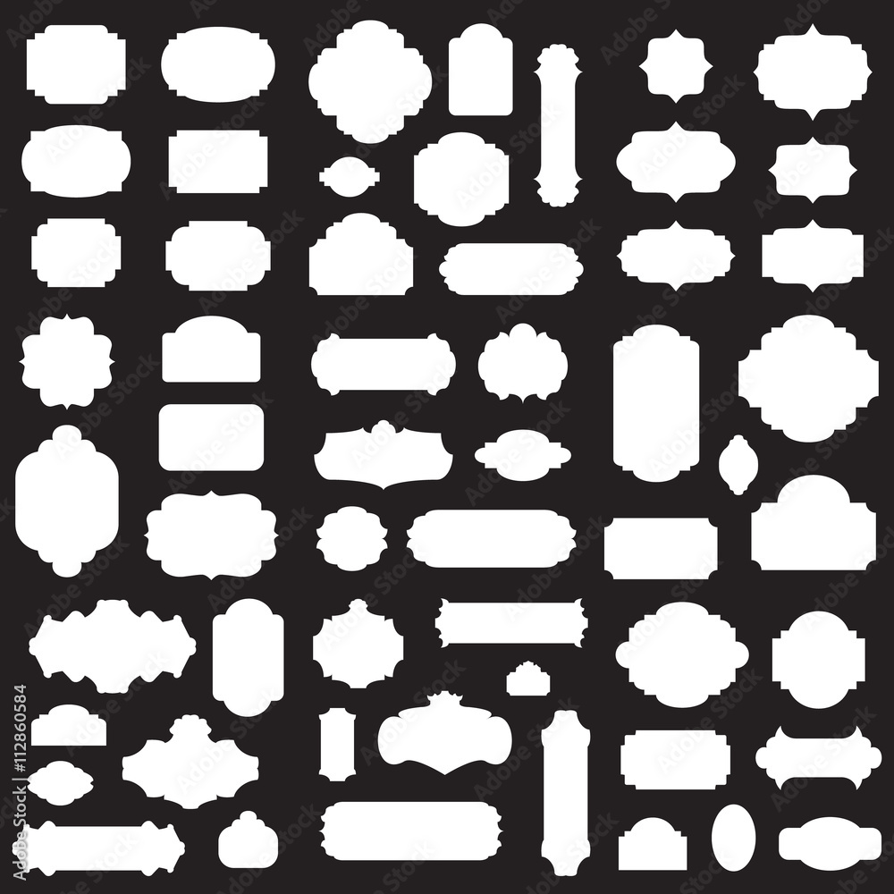 Empty blank vintage frame, set, romantic old style design elements ...