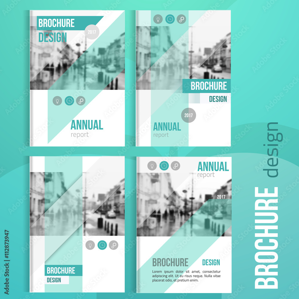Set of Clean brochure cover templates with blured city landscape ...
