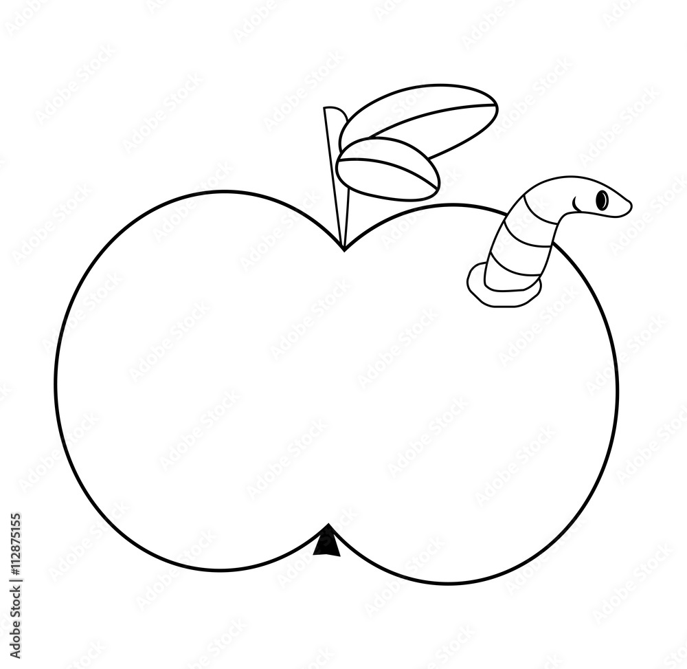 Cartoon apple with worm vector symbol icon design. illustration ...