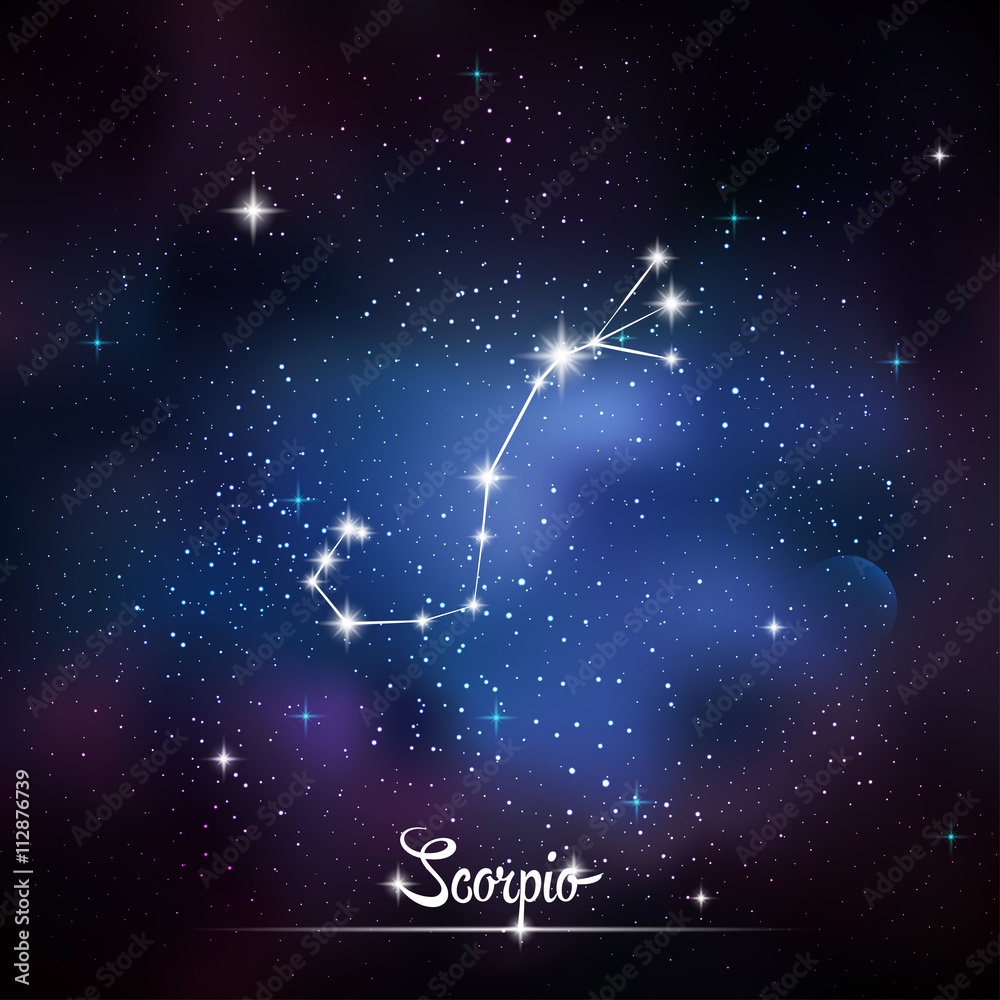 Zodiacal constellation Scorpio. Galaxy background with sparkling stars ...