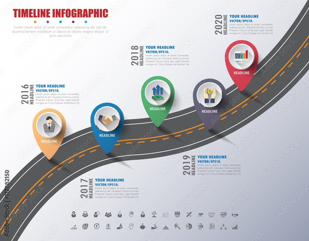 Vector timeline. Timeline Infographic. Company timeline. Timelin Stock ...