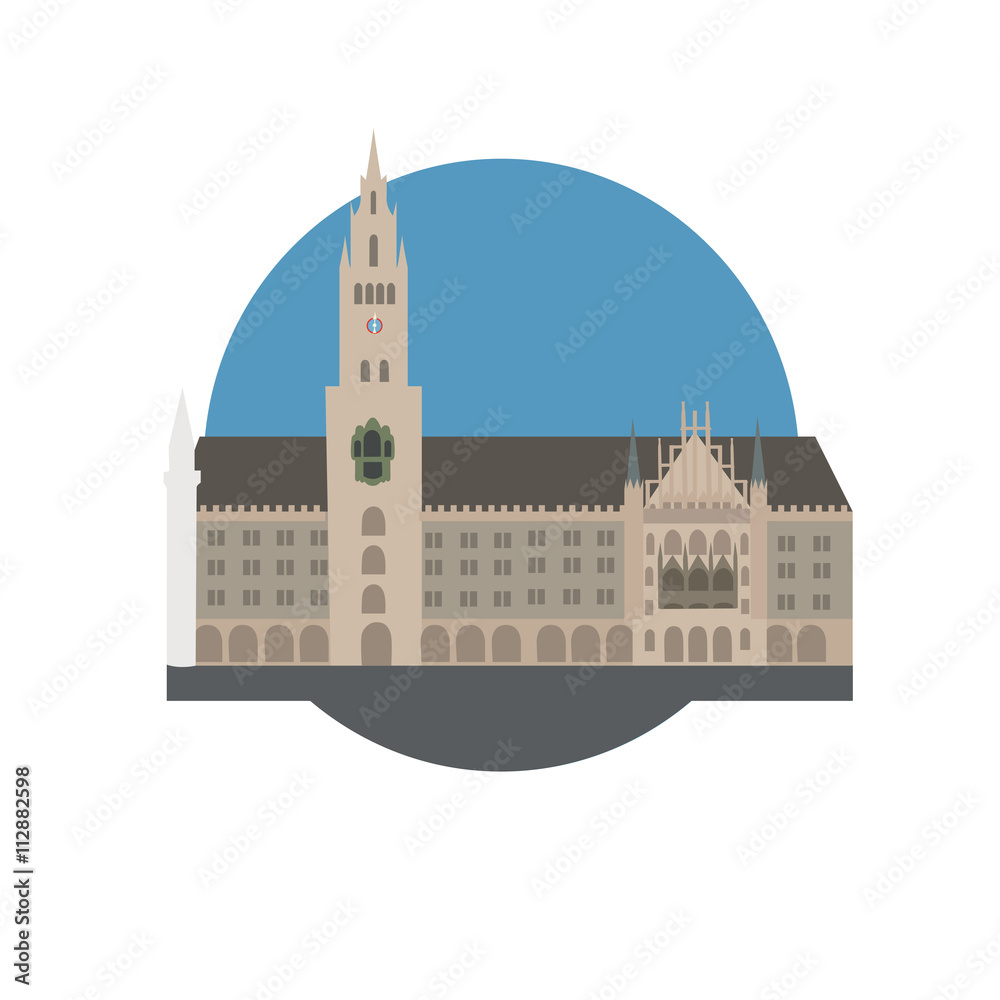 Vecteur Stock Marienplatz vector icon sign. Marien Square and the New ...