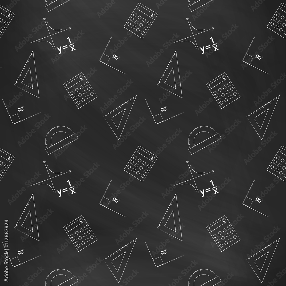 Seamless pattern back to school. Vector black blackboard written with ...