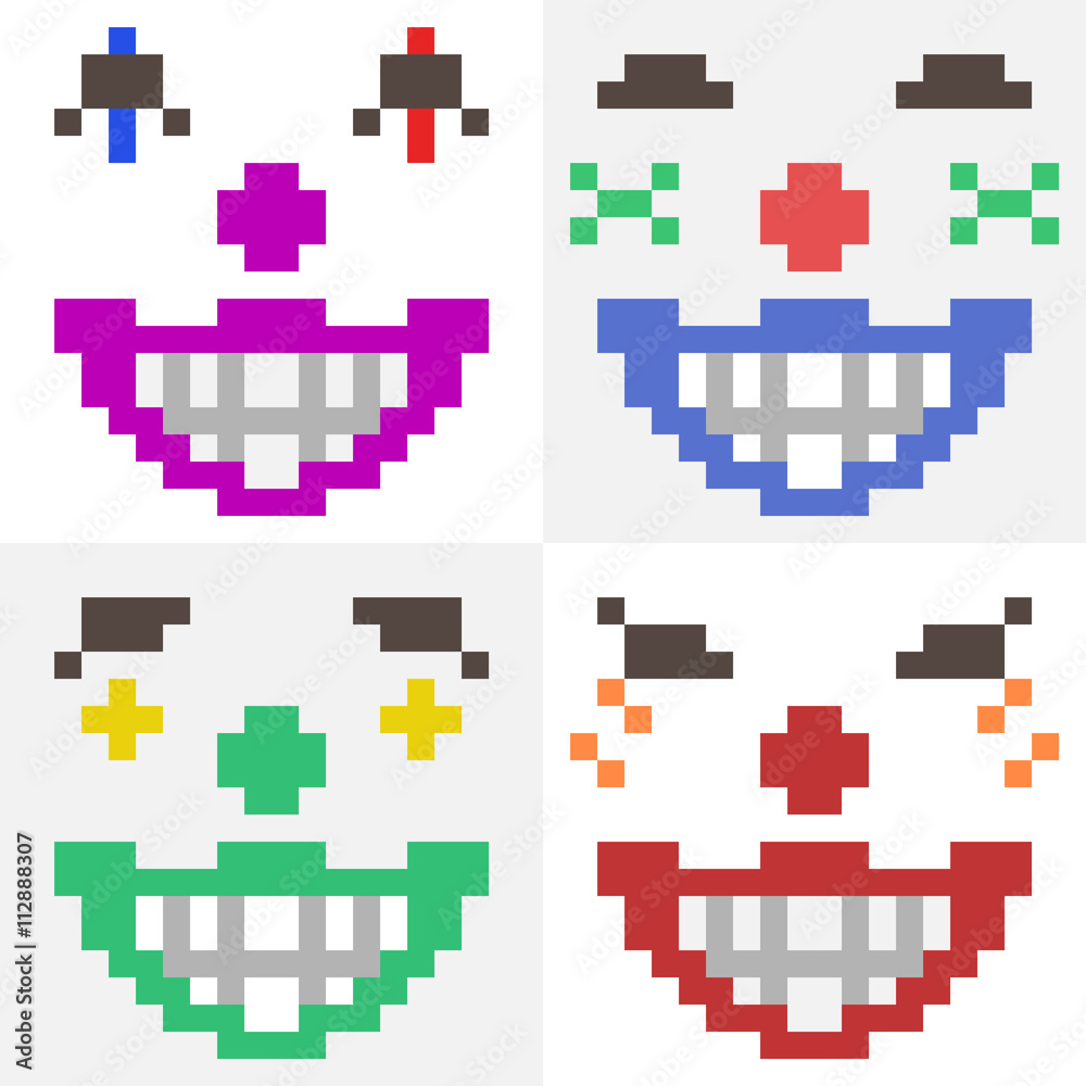 pixel art clown Stock Illustration | Adobe Stock