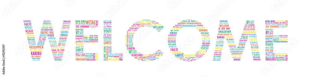 "WELCOME" Tag Cloud translated into many languages Stock Vector | Adobe ...