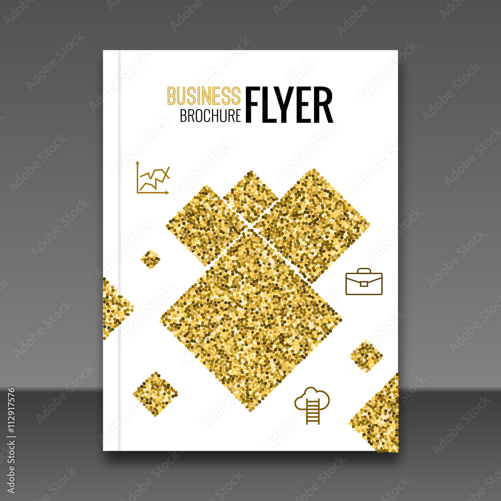 Gold Flyer design template, Greeting Card Design. Golden Dust. Vector ...