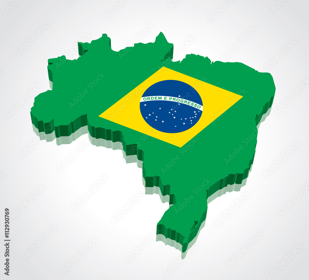 3D vector flag map of Brazil Stock Vector | Adobe Stock