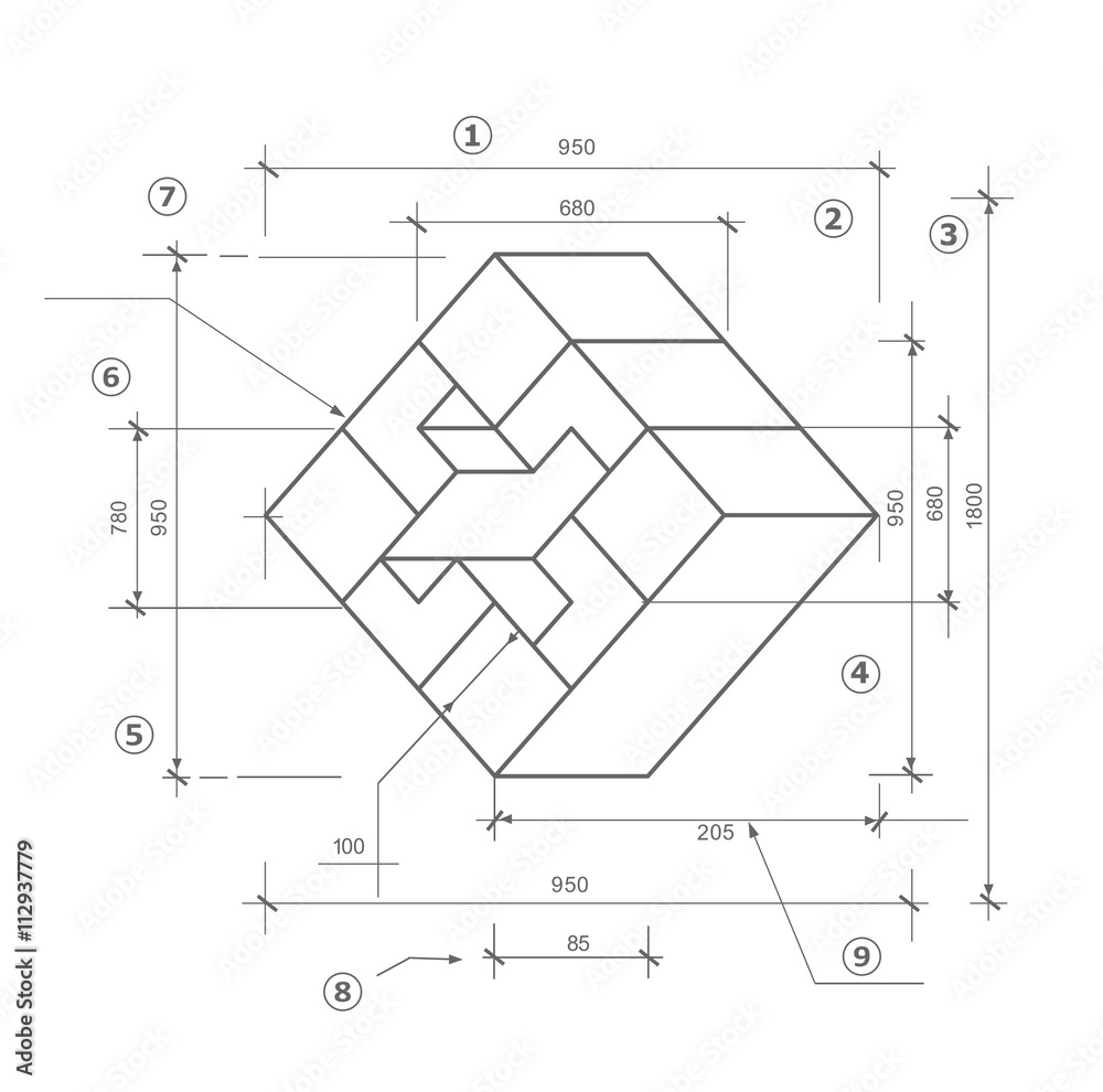 Drawing a sketch of a technical drawing Stock Vector | Adobe Stock