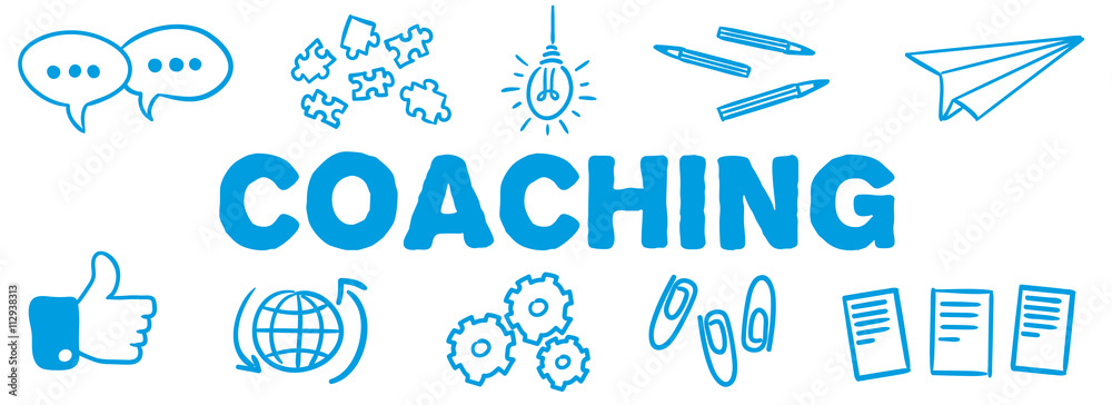 Stick Figure Series Banner Blue / Coaching Stock Vector | Adobe Stock