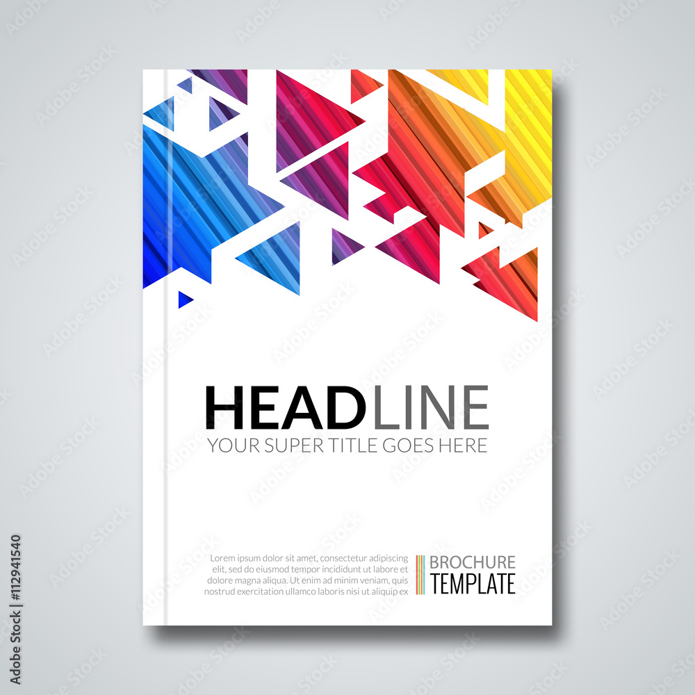 Cover report colorful triangle geometric prospectus design background ...