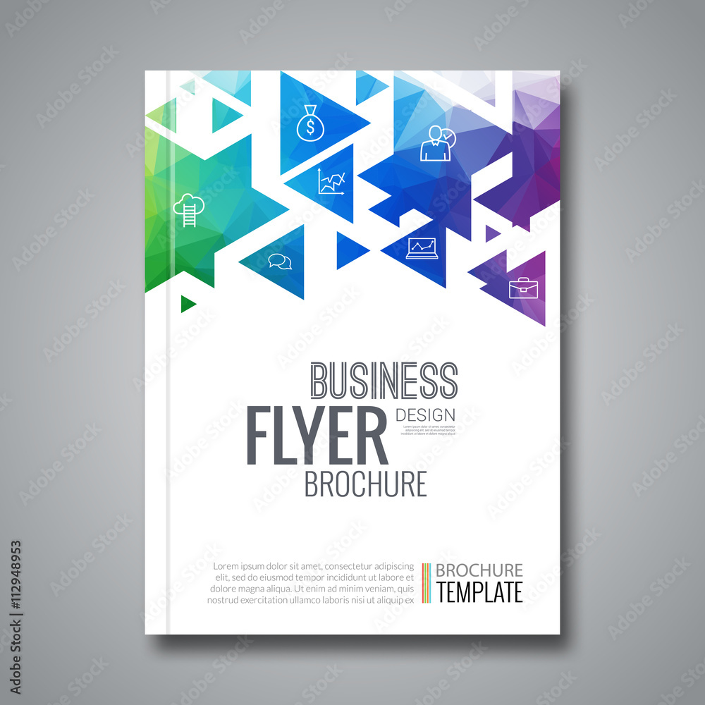Cover report colorful triangle geometric prospectus design background ...