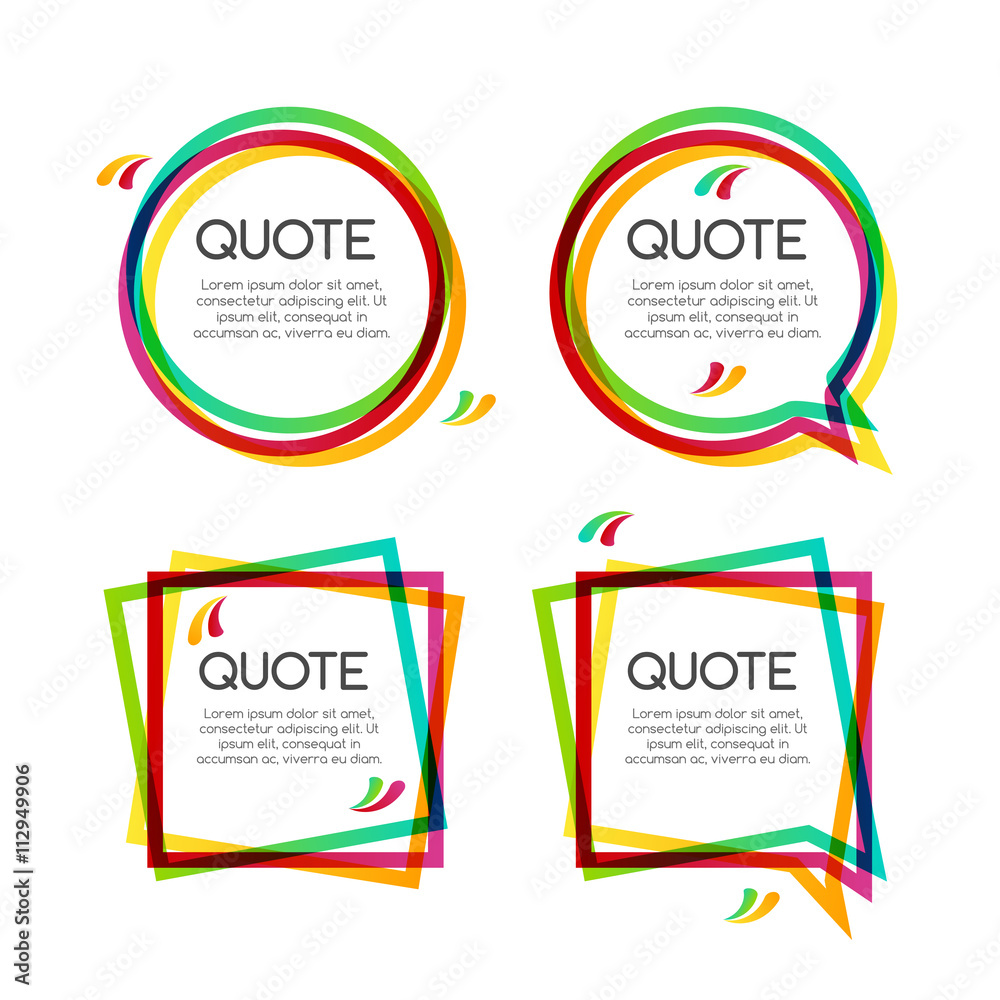 Vector set quote frame, colorful quote frames for modern design Stock ...