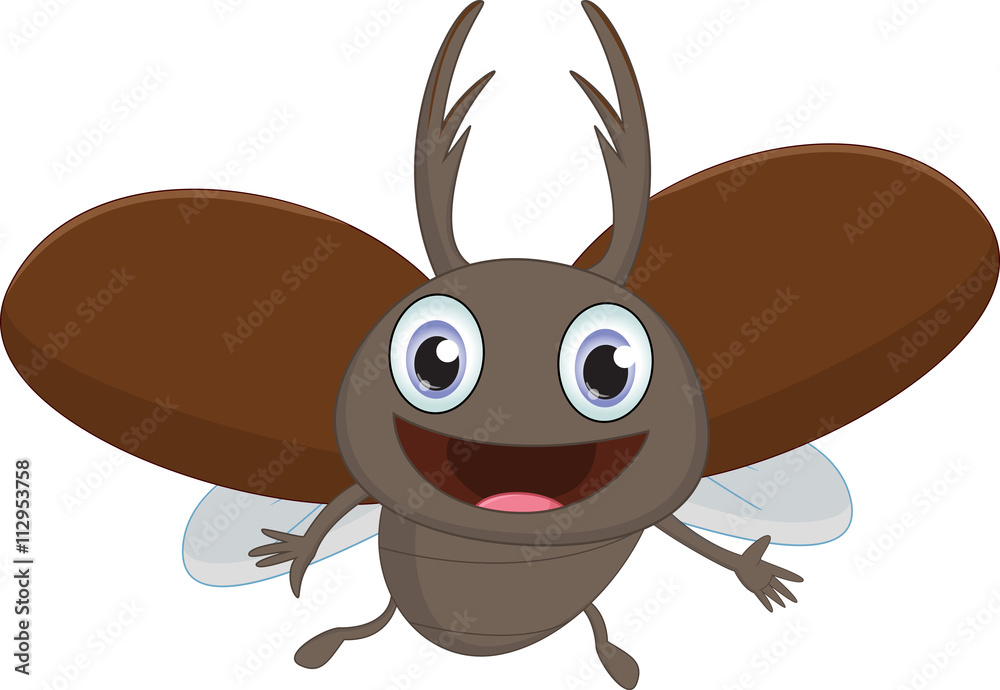 happy stag beetle cartoon flying Stock Vector | Adobe Stock
