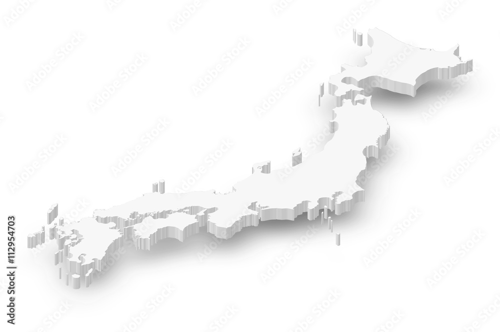Map - Japan - 3D-Illustration Stock Illustration | Adobe Stock