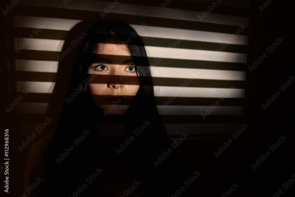 sad scared female Stock Photo | Adobe Stock