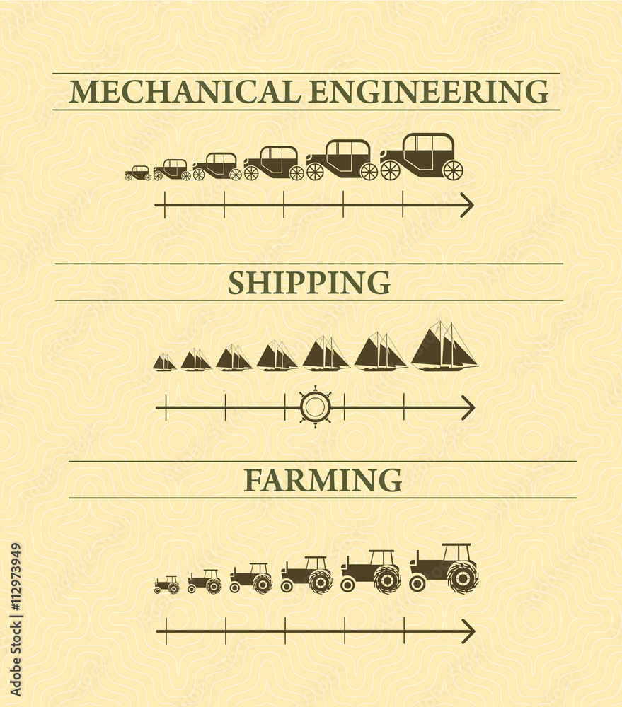 Vintage infographics of heavy industry Stock Vector | Adobe Stock