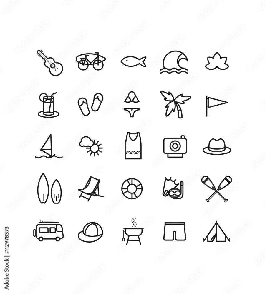 Surf, Surfer, Plage, Mer, Pictos, Icônes Stock Vector | Adobe Stock