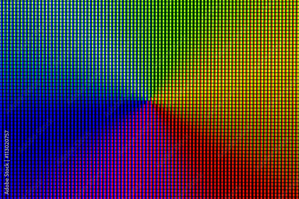Closeup RGB led diode of led TV and led monitor screen display panel ...