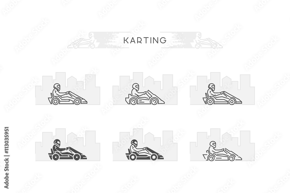 Vector line karting symbol with open path Stock Vector | Adobe Stock