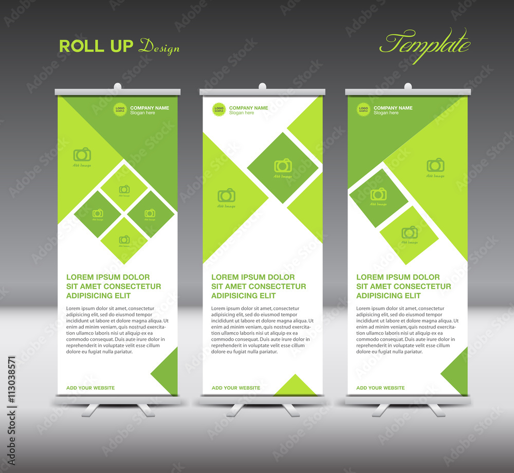 Green Roll Up Banner template display advertisement design vecto Stock ...