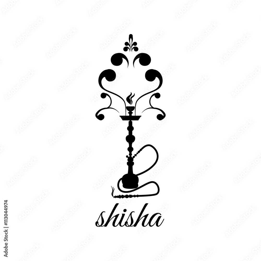 Shisha, black silhouette. Vector hookah illustration Stock Vector ...