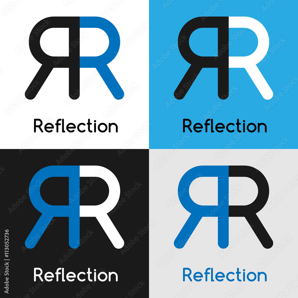 Logo design template with two united letters R, representing reflection ...