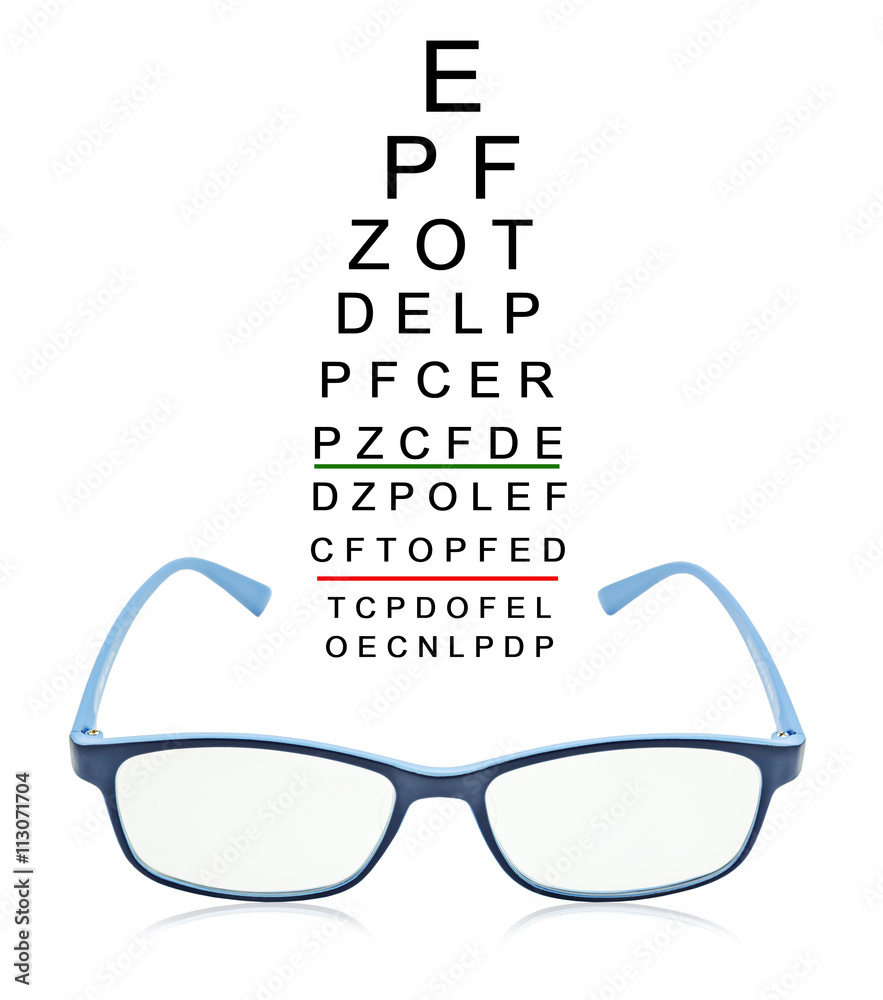 eye test chart with blue glass. Stock Photo | Adobe Stock