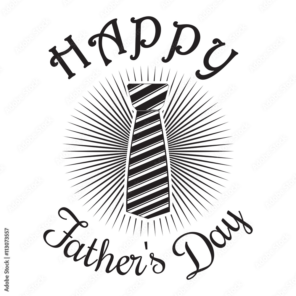Fathers Day Icon Happy Fathers Day Lettering Striped Tie Isolated