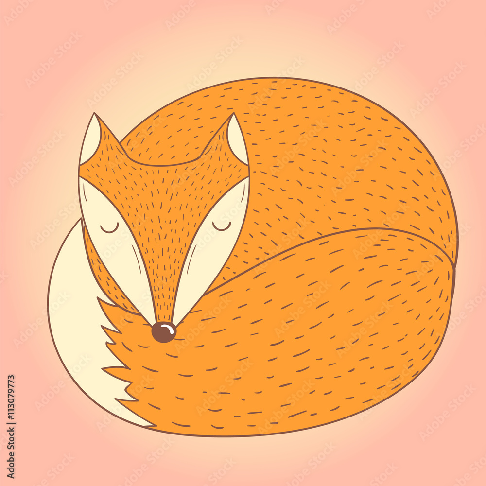 Fox sleeping vector illustration. Stock Vector | Adobe Stock